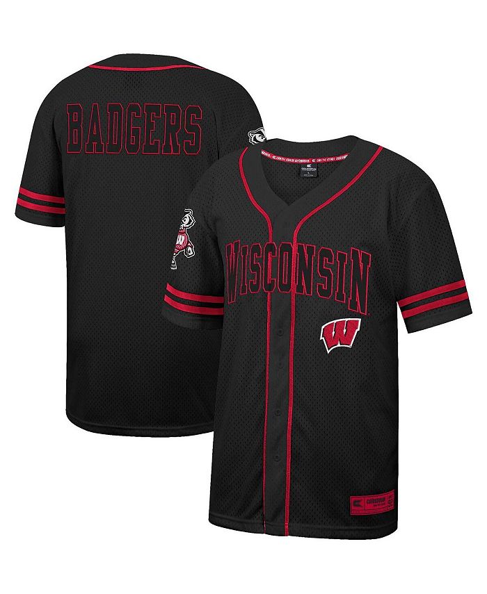 Colosseum Men's Black Wisconsin Badgers Free Spirited Mesh Button-Up ...