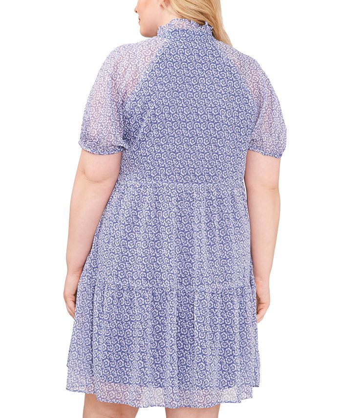 MSK Plus Size Split-Neck Tiered Babydoll Dress - Macy's