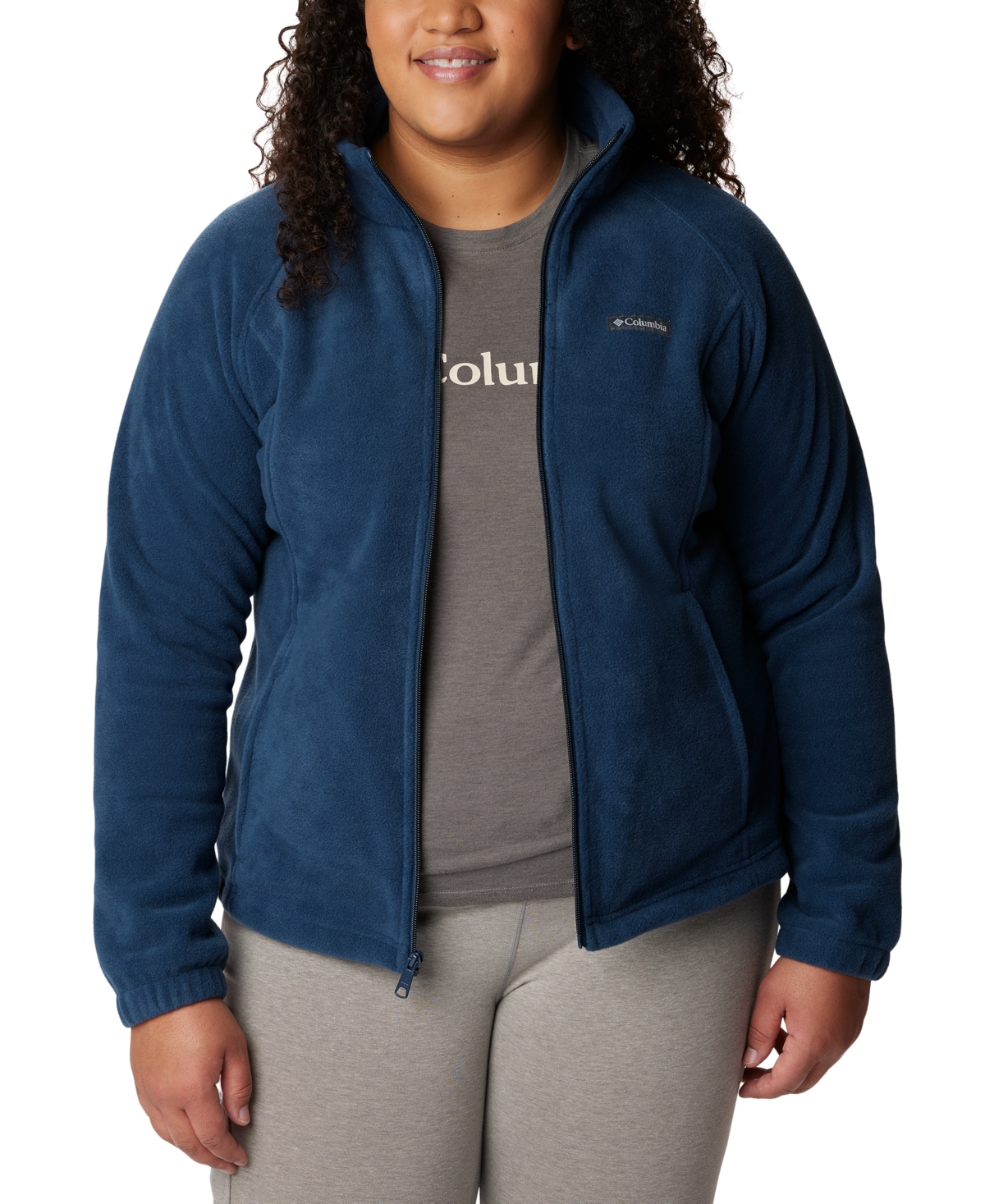 Columbia Plus Size Benton Springs Fleece Long Sleeve Jacket - Columbia Navy