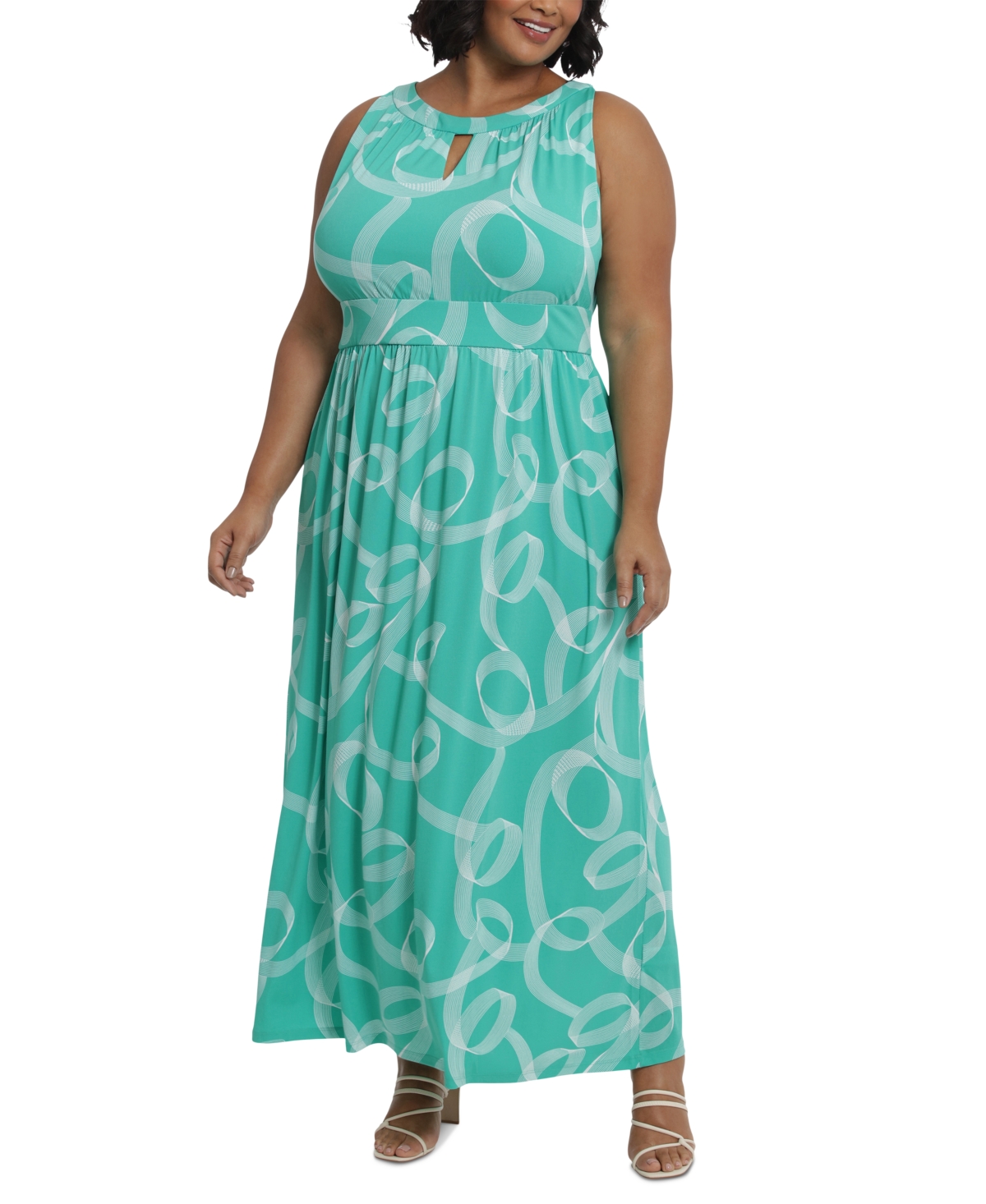 Click here for London Times Plus Size Halter Keyhole Printed Maxi... prices