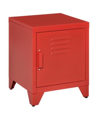 HOMCOM Locker-Style Nightsd Storage Side Table w/ Shelf and Metal Frame ...