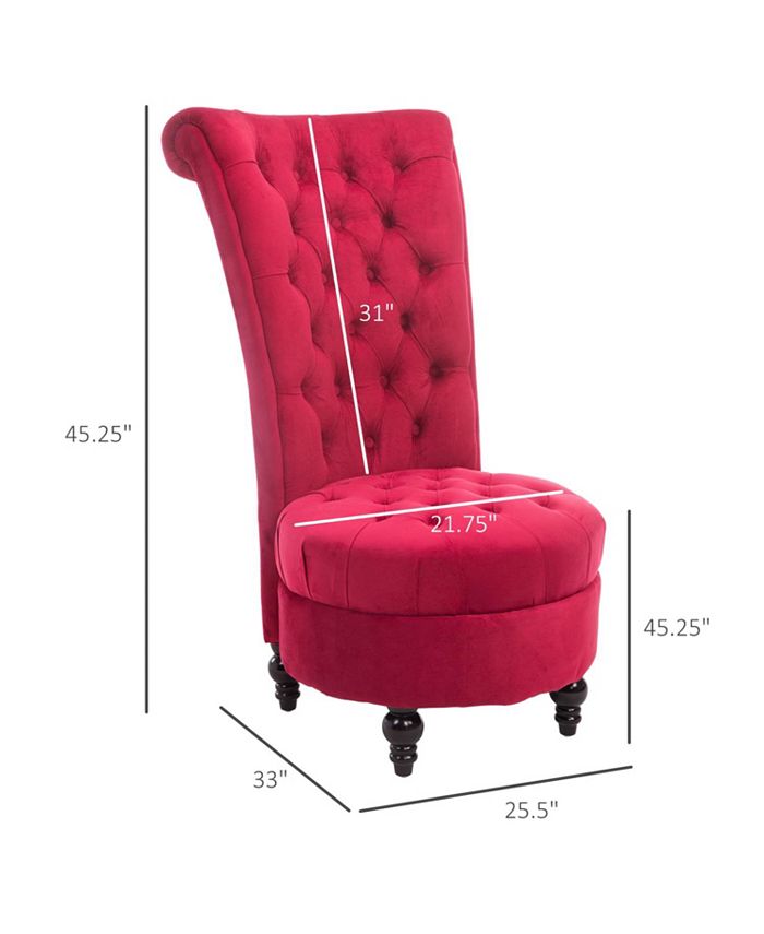 HOMCOM Retro Button-Tufted Royal Design High Back Armless Chair w/Thick ...