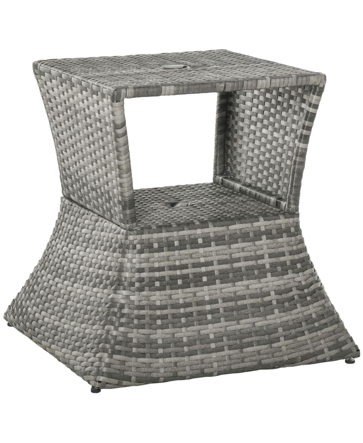 Click here for Outsunny Rattan Wicker Side Table with Umbrella Ho... prices