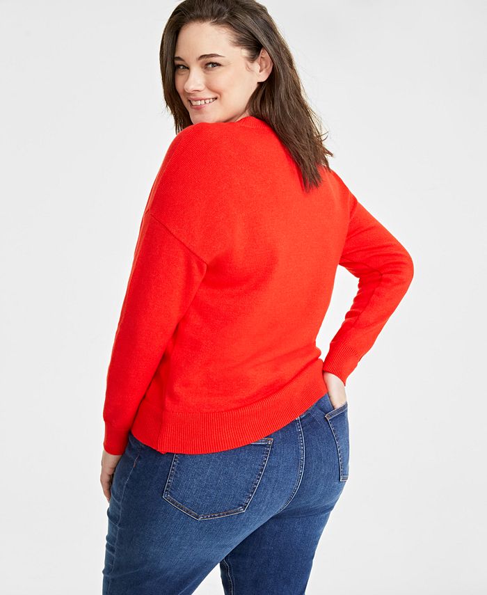 On 34th Plus Size Crewneck Sweater, Created for Macy's - Macy's
