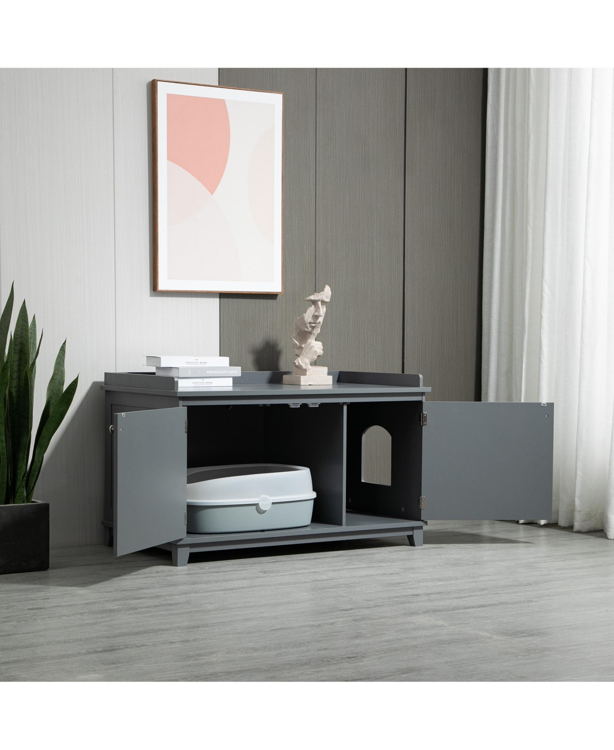 Click here for PawHut Cat Litter Box Furniture Hidden Litter Box... prices