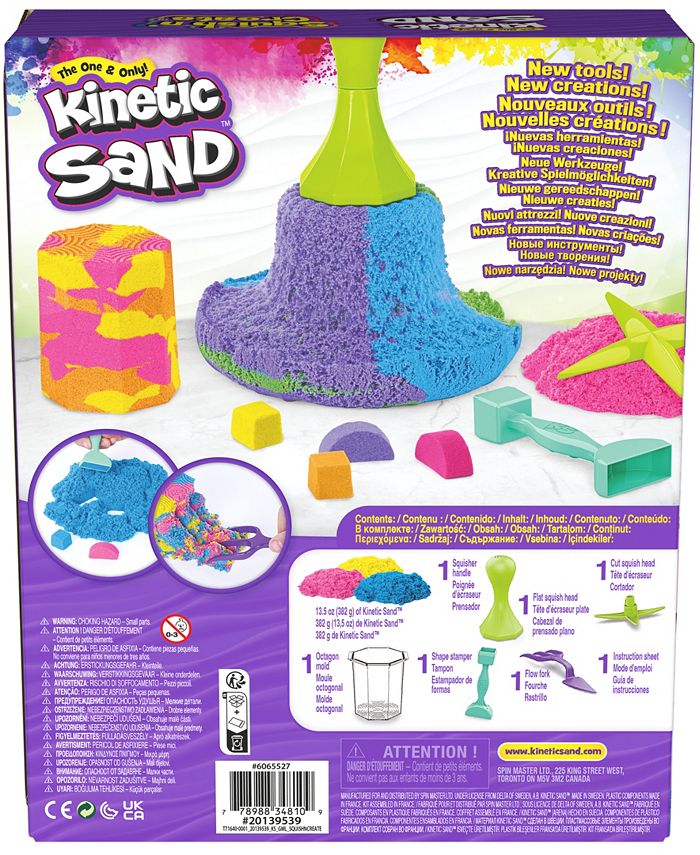 Kinetic Sand Squish N Create with Blue, Yellow, and Pink Play Sand - Macy's