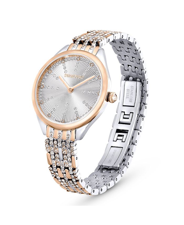 Swarovski Women's Quartz Attract Mixed Metal Watch, Swiss Made 30mm ...