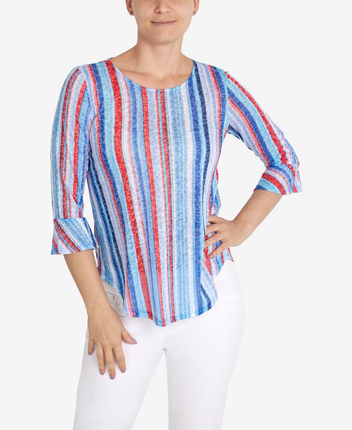 Ruby Rd. Petite Knit Candy Stripe Print Top - Macy's