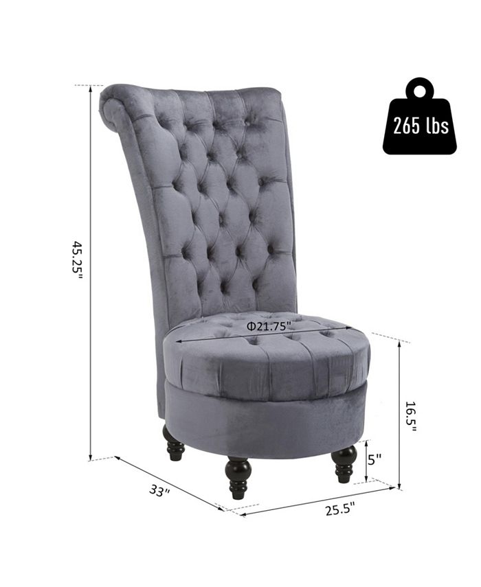 HOMCOM Retro Button-Tufted Royal Design High Back Armless Chair w/Thick ...
