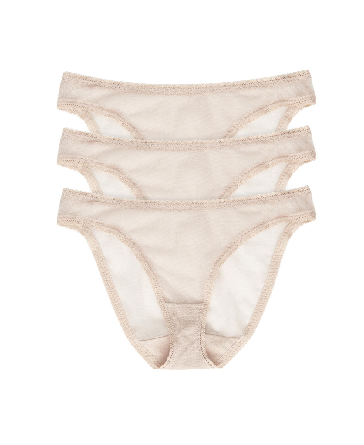 On Gossamer Mesh Hip Bikinis  Set of 3