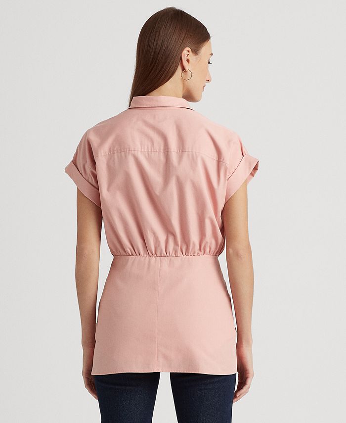 Lauren Ralph Lauren Womens Tie Front Cotton Broadcloth Shirt Macys