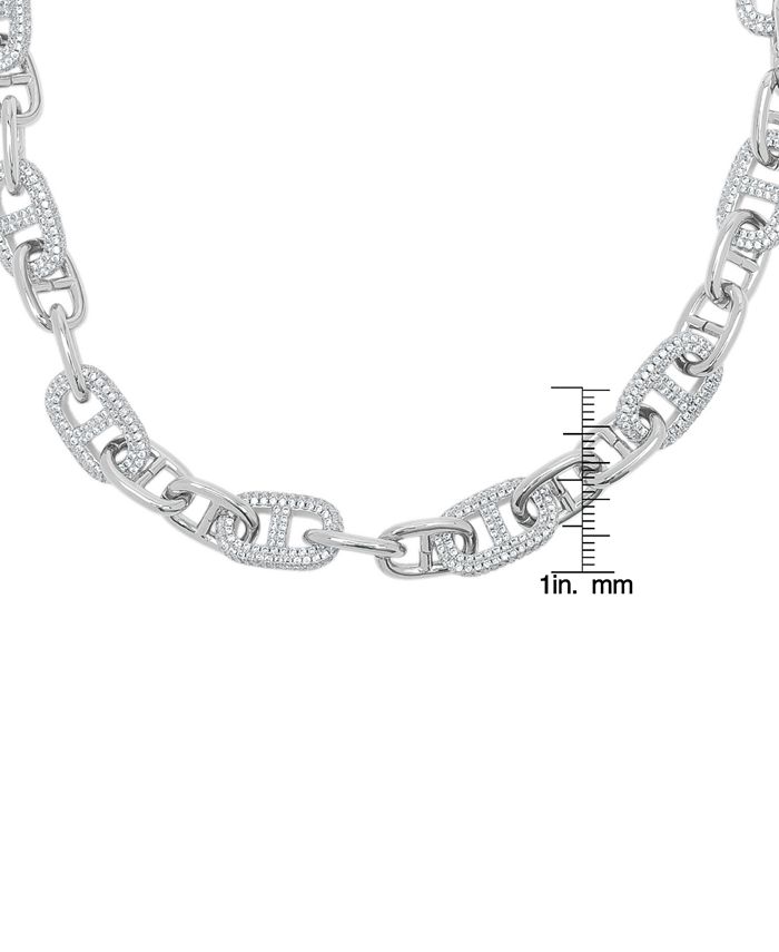 Macy's Cubic Zirconia Chain Link Necklace 18" in Fine Silver Plate - Macy's