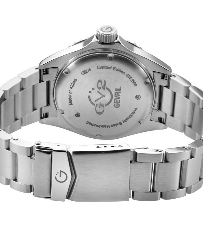GV2 by Gevril Men's Liguria Swiss Automatic Silver-Tone Stainless Steel ...