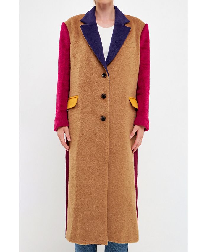 English Factory Women's Over Colorblock Coat - Macy's