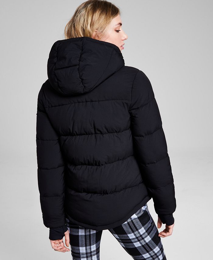 BCBGeneration Women's Hooded Thumbhole-Cuff Puffer Coat - Macy's