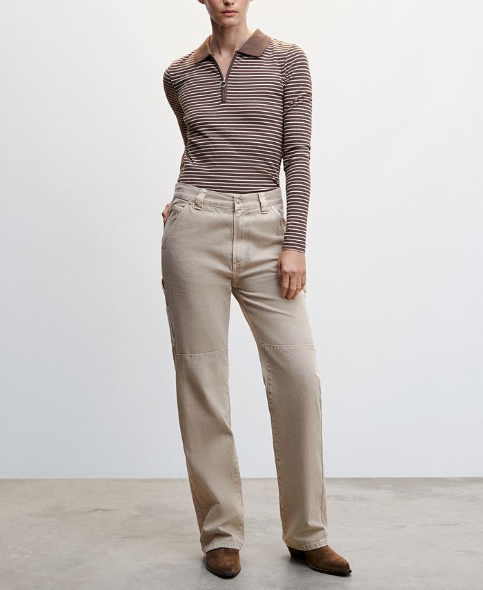 MANGO Women's Ribbed Polo-Style Sweater - Macy's