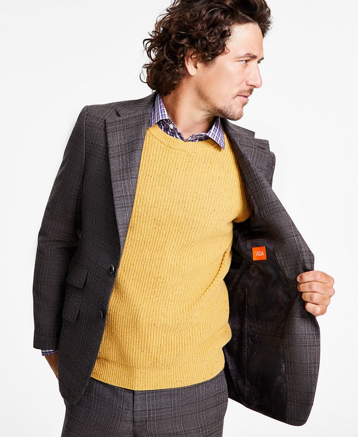Tallia Men's Slim-Fit Stretch Plaid Suit Jacket - Macy's