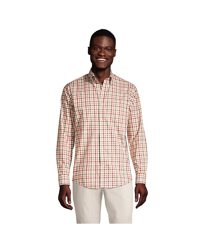 Lands' End Men's Traditional Fit No Iron Twill Shirt - Macy's