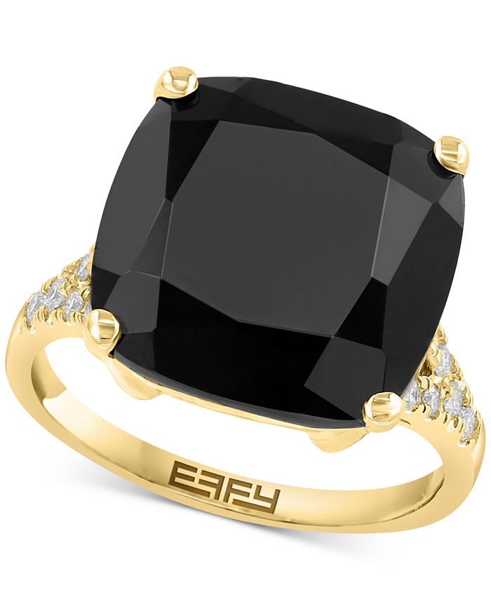 EFFY Collection EFFY® Onyx & Diamond (1/5 ct. t.w.) Statement Ring in 14k Gold - Macy's