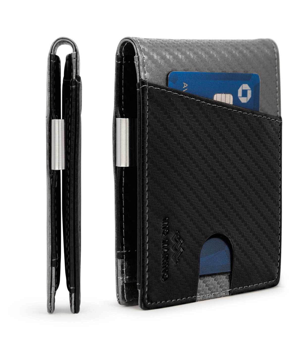Click here for Mens Slim Bifold Wallet with Money Clip - Carbon b... prices