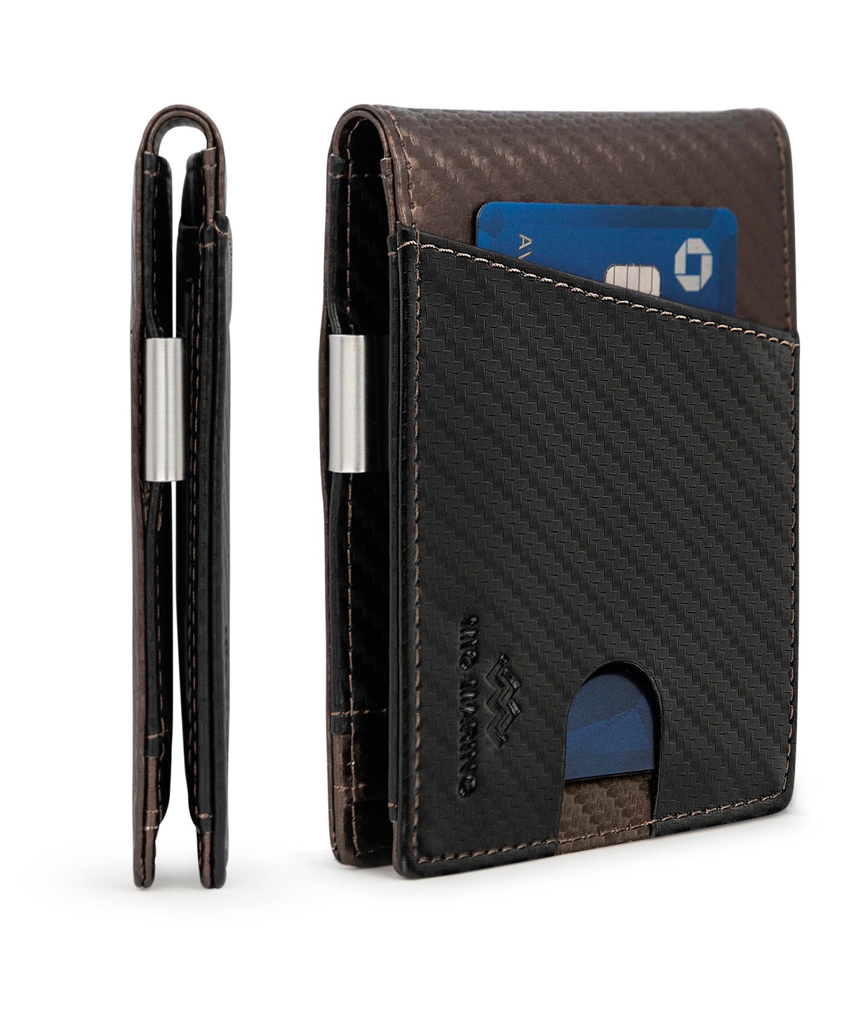 Click here for Mens Slim Bifold Wallet with Money Clip - Carbon b... prices