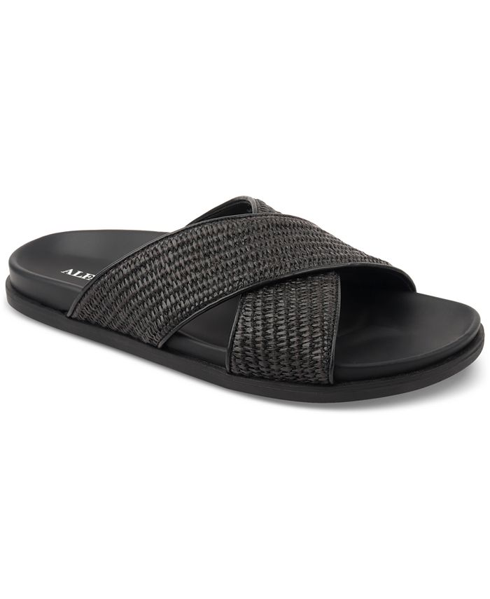 Alfani Men's Whitter Faux-Raffia Crossed Strap Sandals, Created for ...