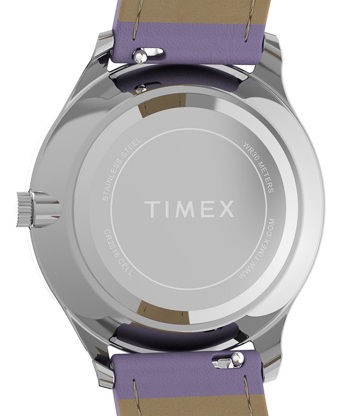 Timex Women's Quartz Analog Premium Dress Leather Purple Watch 32mm ...