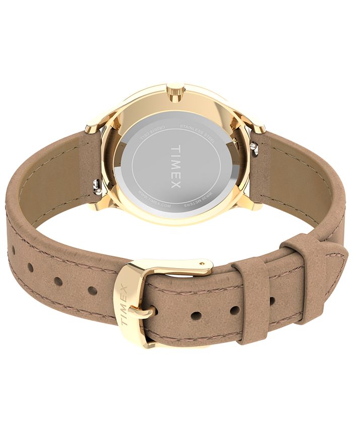 Timex Women's Quartz Analog Easy Reader Leather Tan Watch 32mm - Macy's