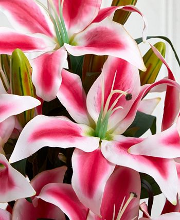 Nearly Natural Rubrum Lily w/ Decorative Vase - Macy's