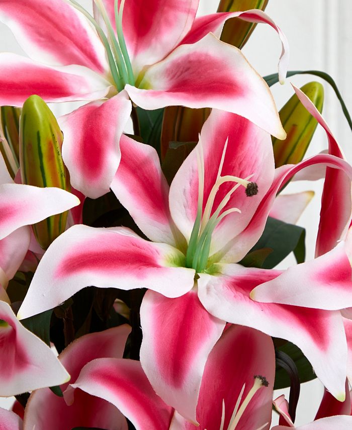 Nearly Natural Rubrum Lily w/ Decorative Vase - Macy's