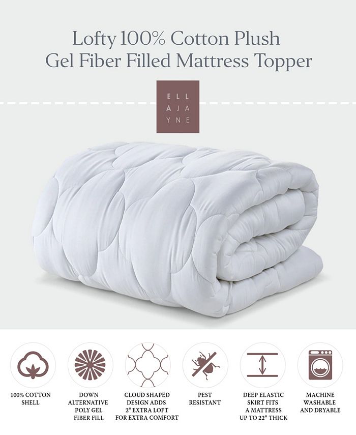 Ella Jayne Lofty 100% Cotton Plush Gel Fiber Filled Mattress Topper, Twin - Macy's