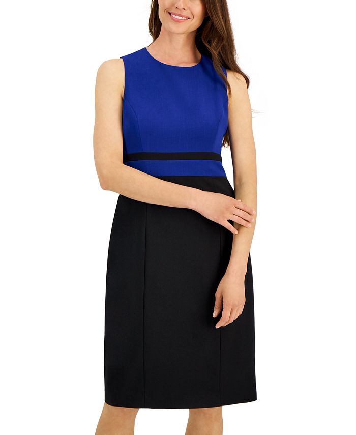 Kasper Women's Colorblocked Stretch Crepe Sheath Dress - Macy's