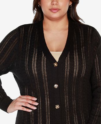 Belldini Black Label Plus Size Button-Front Sweater Cardigan - Macy's
