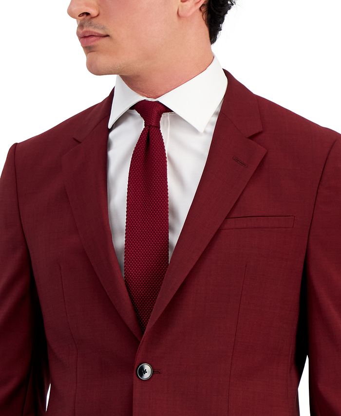 HUGO Men's Modern-Fit Dark Red Suit Jacket - Macy's