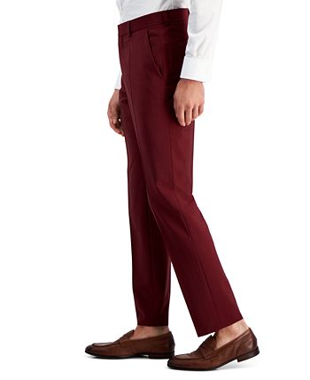HUGO Men's Modern-Fit Dark Red Suit Trousers - Macy's
