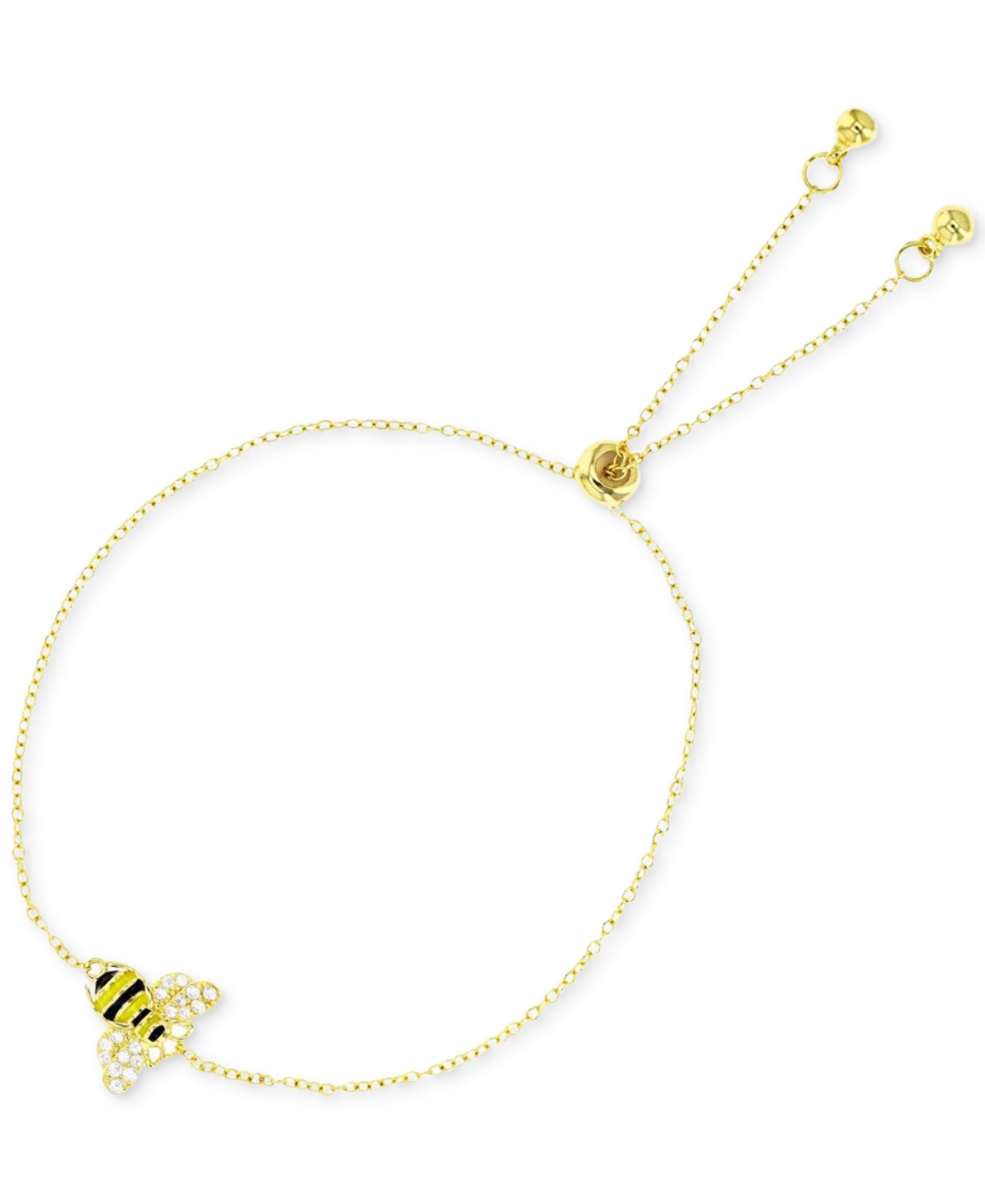 Click here for Cubic Zirconia & Enamel Bee Bolo Bracelet - GOLD prices
