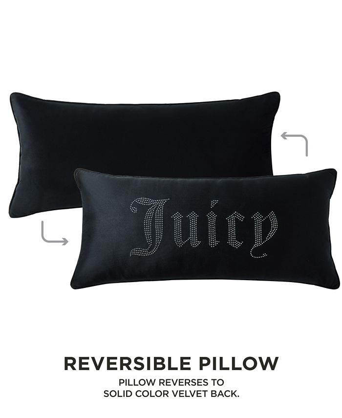 Juicy Couture Silver-Tone Rhinestone Decorative Pillow, 16" x 36" - Macy's