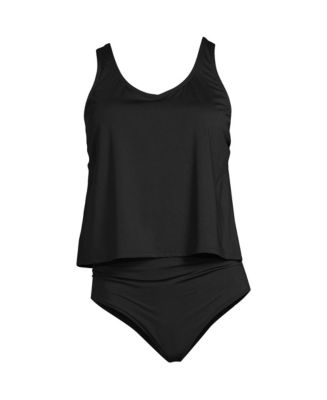 Lands' End Women's Long Torso V-neck One Piece Fauxkini Swimsuit Faux ...