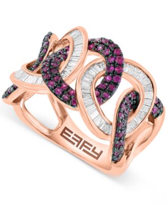 EFFY® Ruby (1-3/8 ct. t.w.) & Diamond (1/2 ct. t.w.) Interlocking ...