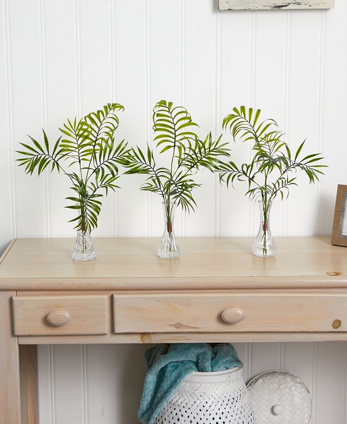 Nearly Natural Mini Palm Artificial Plant in Vase, Set of 3 - Macy's