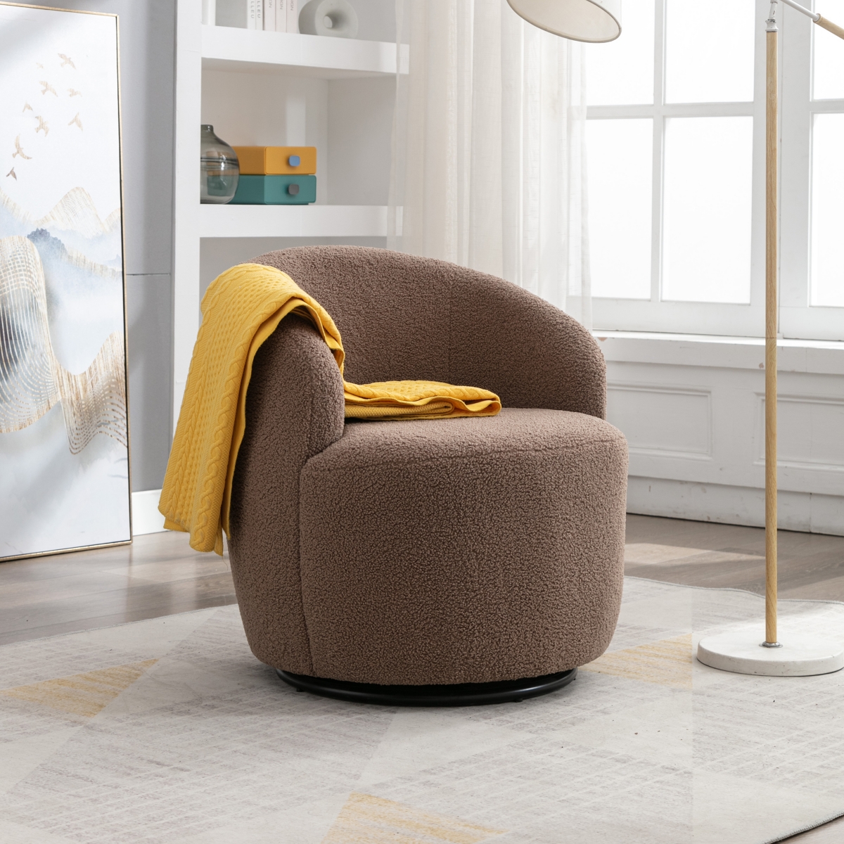 Click here for Streamdale Cozy Teddy Fabric Swivel Armchair - Cof... prices