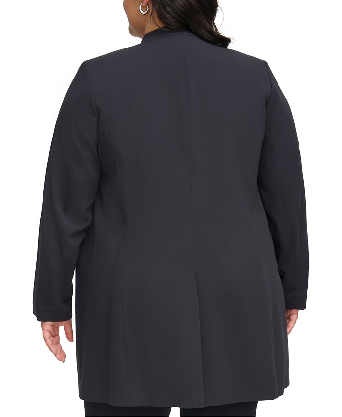 Calvin Klein Plus Size Collarless Topper Jacket - Macy's