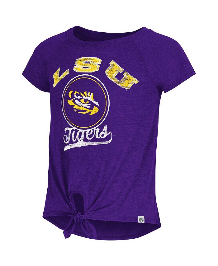 Colosseum Big Girls Purple LSU Tigers Salt Tie-Front Raglan T-shirt ...