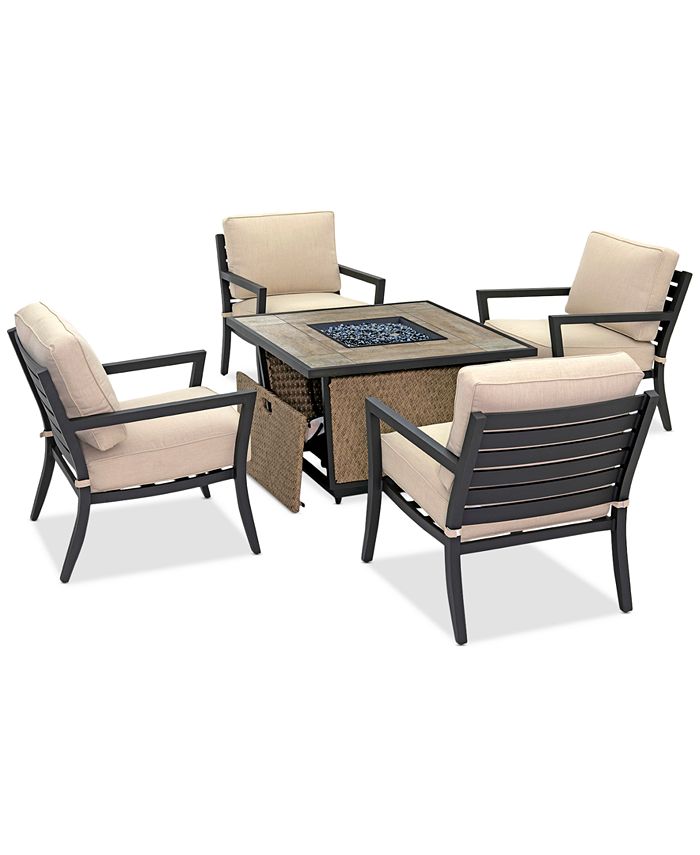 Agio Astaire Outdoor 5-Pc. Chat Set (1 Fire Pit & 4 Rocker Chairs ...