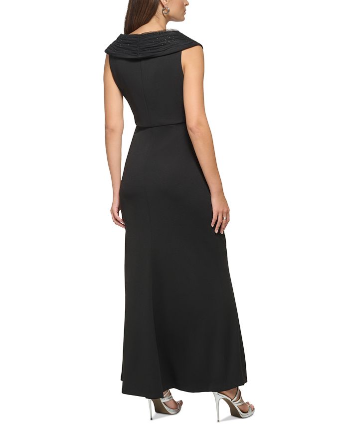 DKNY Women's Ruched Portrait-Collar Gown - Macy's