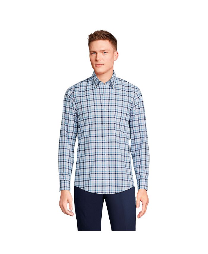 Lands' End Men's Traditional Fit No Iron Twill Shirt - Macy's