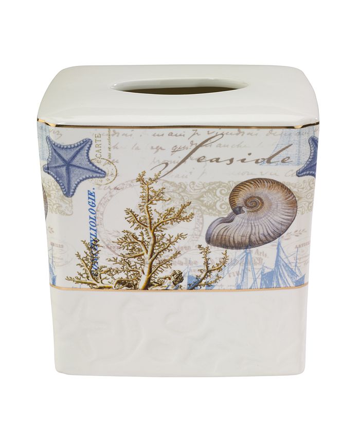 Avanti Antigua Starfish & Seashells Ceramic Tissue Box Cover - Macy's