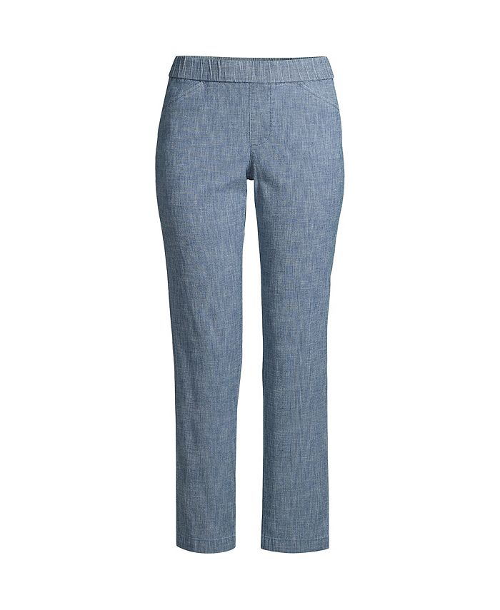 Lands' End Tall Tall Mid Rise Pull On Knockabout Chambray Crop Pants ...