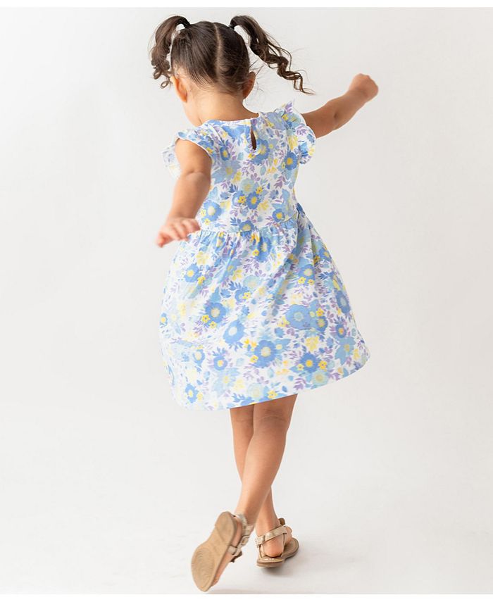 RuffleButts Toddler Girls Pristine Blooms Flutter Sleeve Knit Dress ...