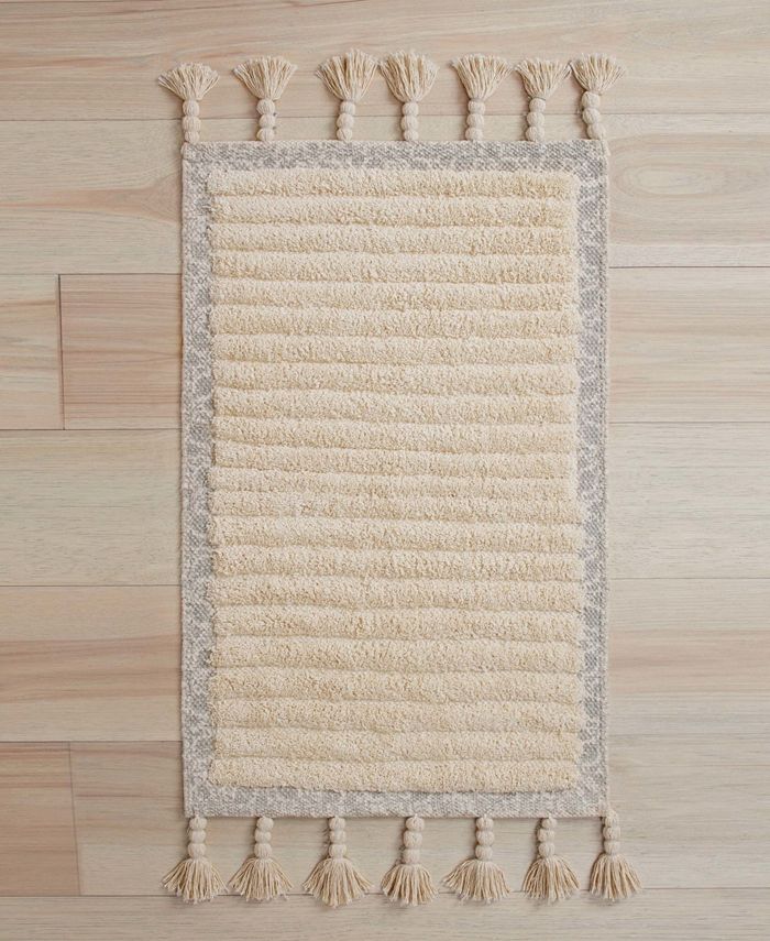 Lucky Brand Overtufted Cotton Fringe Bath Rug, 17" x 32" - Macy's
